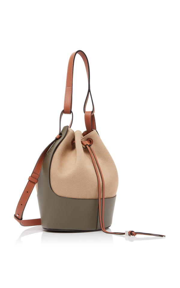 Loewe Balloon Medium Canvas And Leather Shoulder Bag In 3937 Creta ...