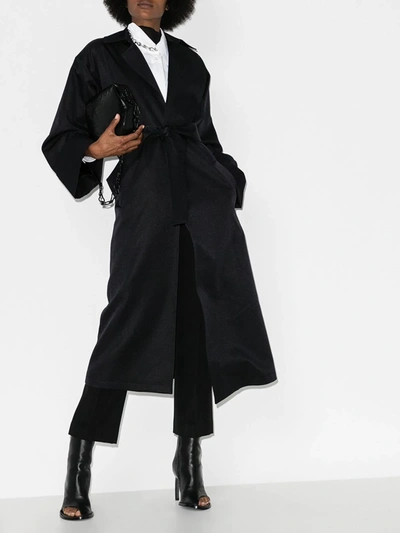 Samuel Gui Yang Blue Wrap Trench Coat | ModeSens