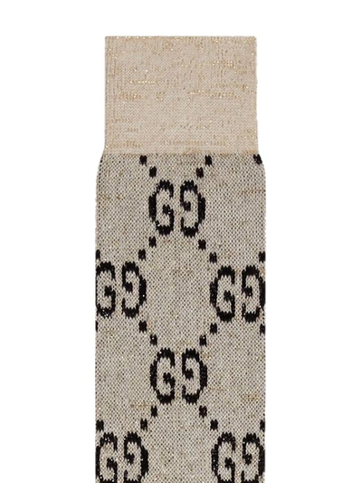 Gucci Gg Monogram Socks In Neutrals | ModeSens