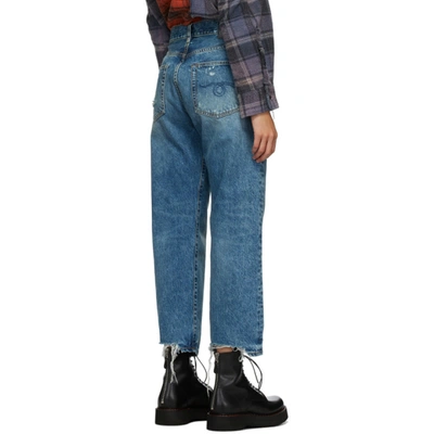 R13 Blue Distressed Boyfriend Jeans In Bain With Rips | ModeSens