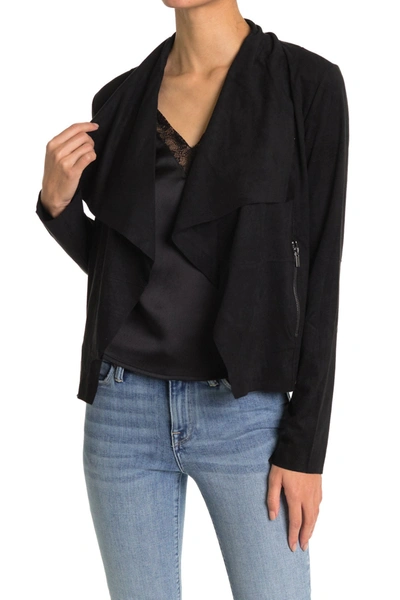 Bagatelle Faux Suede Drape Jacket In Black | ModeSens