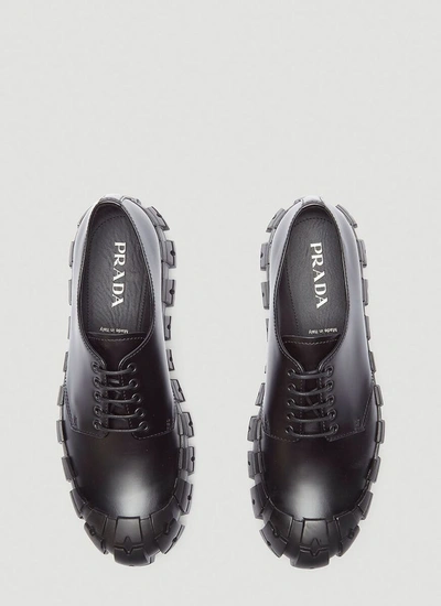 Prada Black Brushed Platform Derbys | ModeSens