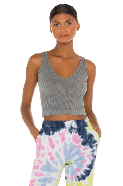 Free People Intimately Fp Solid Rib Brami Crop Top In Heather Grey