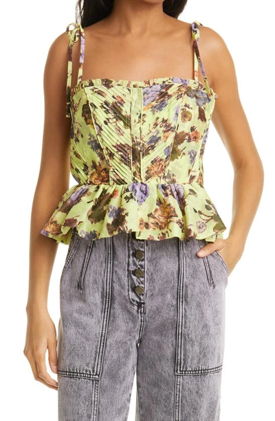 Ulla Johnson Effie Pintucked Floral-print Cotton And Silk-blend Peplum ...