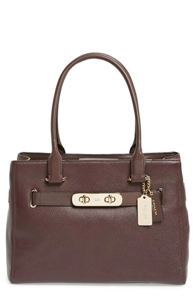 Coach Swagger Carryall In Pebble Leather In Oxblood | ModeSens