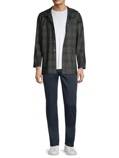 Kiton Plaid Cashmere-blend Hooded Shirt Jacket In Dark Green | ModeSens