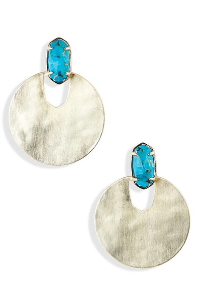 Kendra Scott Deena Stone Post Disc Earrings In Gold Bronze Veined Turquoise ModeSens