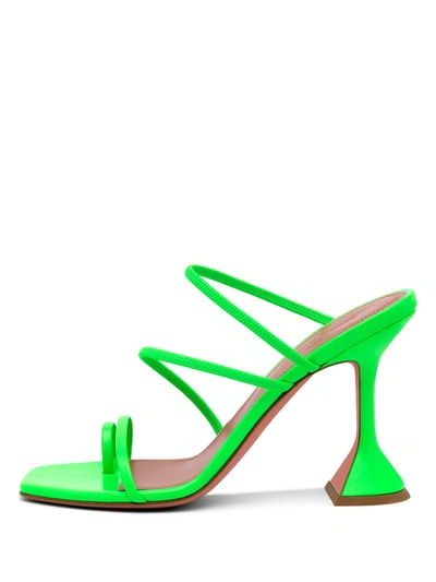 Amina Muaddi Naima Strappy Pedestal Slide High-heel Sandals, Neon Green ...