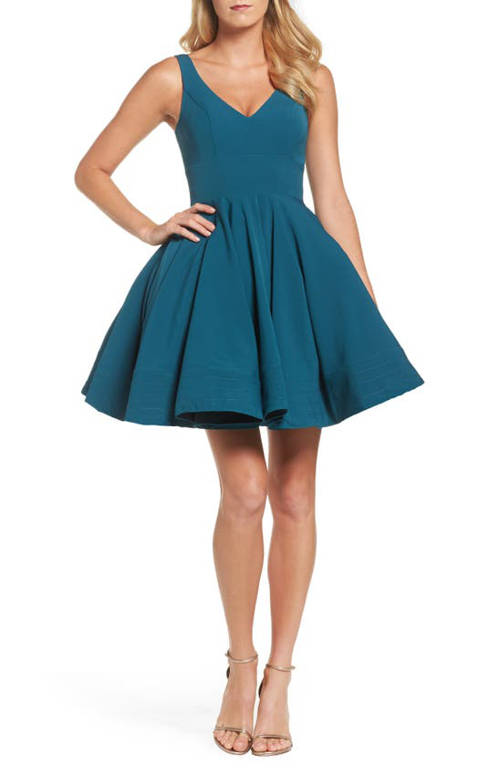 Mac Duggal Fit And Flare Cocktail Dress In Teal Modesens