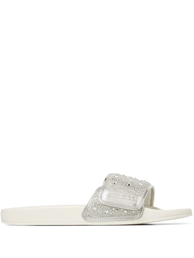 Jimmy Choo Fitz Pool Slides In V Ivory/crystal | ModeSens