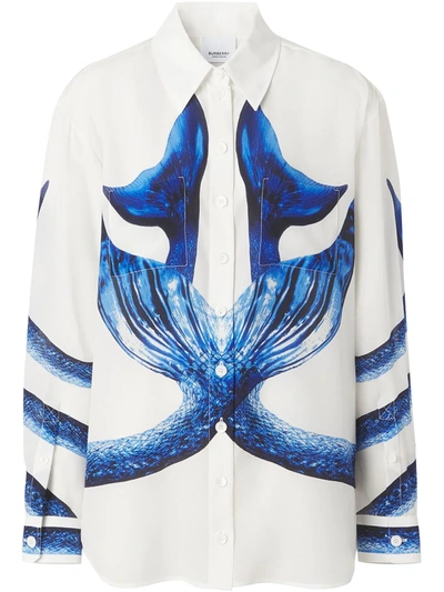 Burberry Mermaid Tail Print Silk Blouse In Multicolor | ModeSens