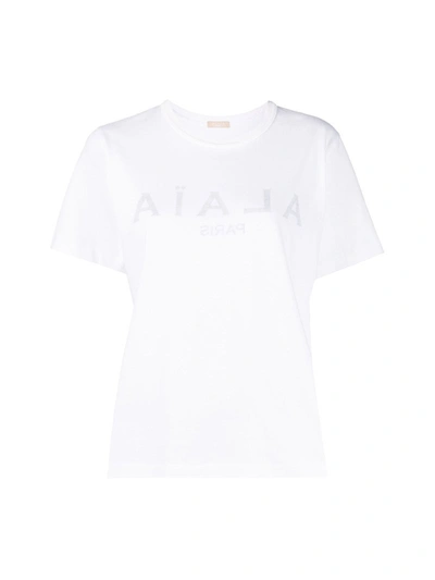 Alaïa Womens Blanc/noir Edition 2004 Logo-print Cotton-jersey T-shirt ...