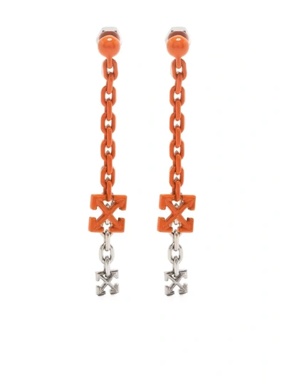 Off-white Chain Arrow Earrings In Silber,orange | ModeSens