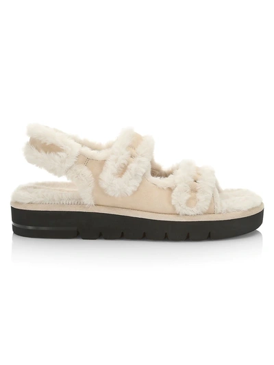 Stuart Weitzman Zoe Lift Chill Faux Fur-lined Suede Slingback Sandals ...
