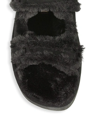 Stuart Weitzman Zoe Lift Chill Faux Fur-lined Suede Slingback Sandals ...