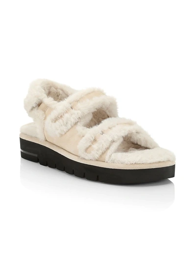 Stuart Weitzman Zoe Lift Chill Faux Fur-lined Suede Slingback Sandals ...