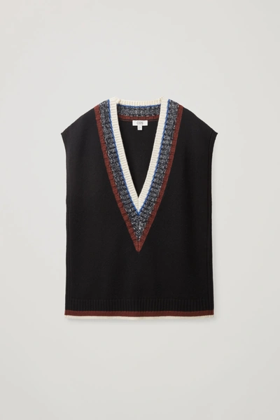 Cos Striped Knitted Vest In Black | ModeSens