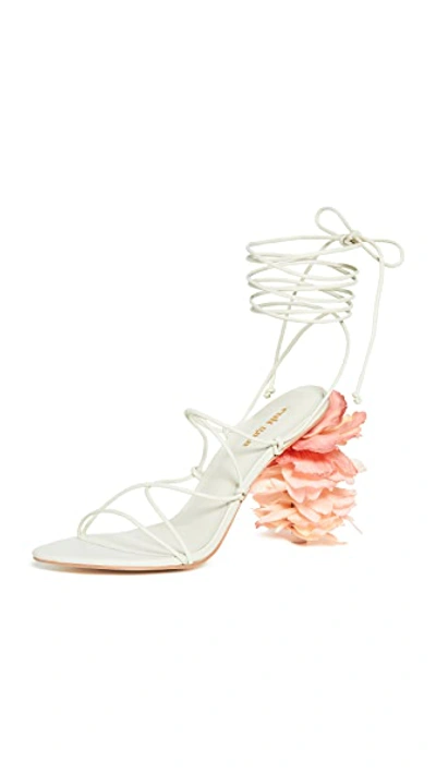 Cult Gaia Effie Petal-heel Strappy Gladiator Sandals In White | ModeSens