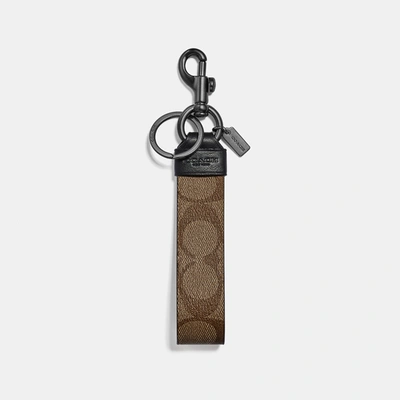Coach Large Loop Key Fob In Signature Canvas In Beige | ModeSens