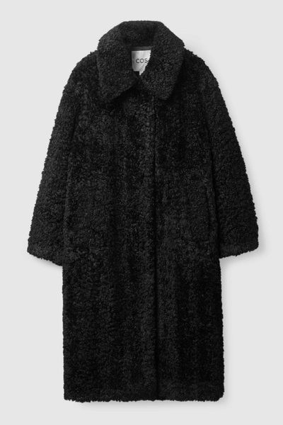 Cos Faux Shearling Coat In Black | ModeSens