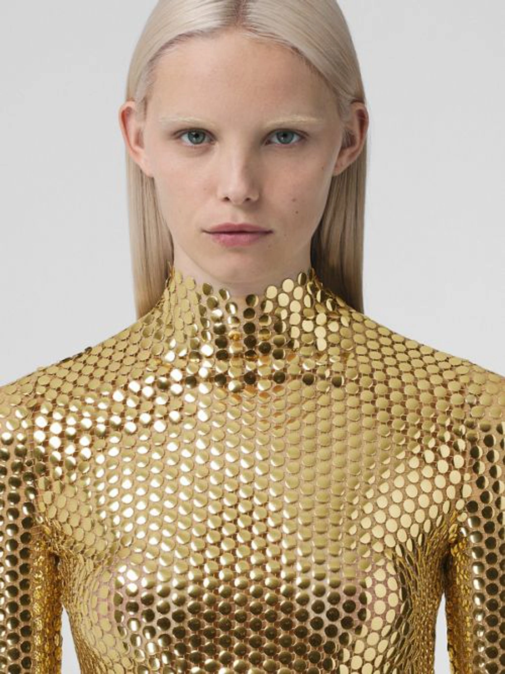 Burberry Metallic Paillette embellished Mesh Dress In Gold ModeSens