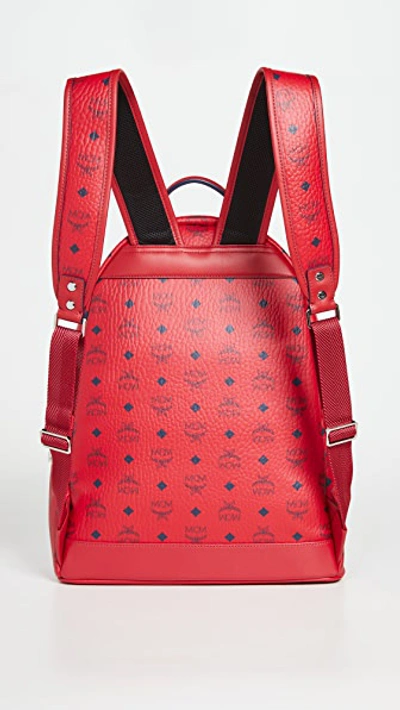 Mcm Medium Stark Visetos Coated Canvas Backpack In Candy Red | ModeSens