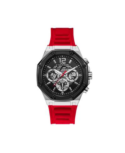 Guess Men's Red Silicone Multi-function Strap Watch 44mm In Smooth Red ...