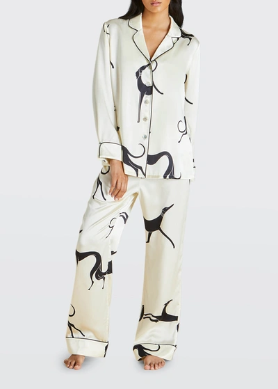 Olivia Von Halle Lila Crescendo Printed Silk Satin Pajama Set Modesens