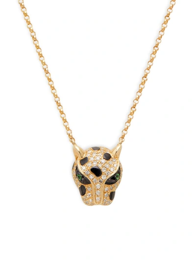 Effy Women's 14k Yellow Gold, Tsavorite & Diamond Leopard Pendant ...