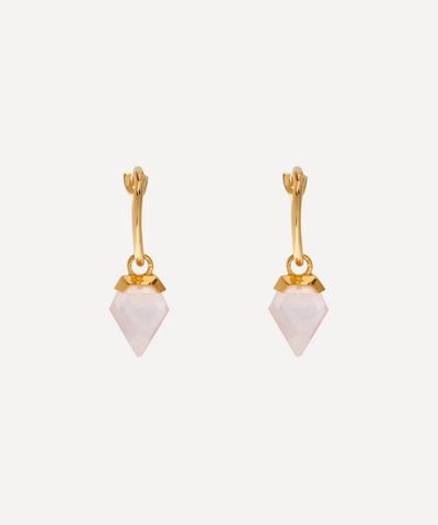 Missoma 18ct Gold Plated Vermeil Silver Mini Rose Quartz Shield Hoop Earrings ModeSens