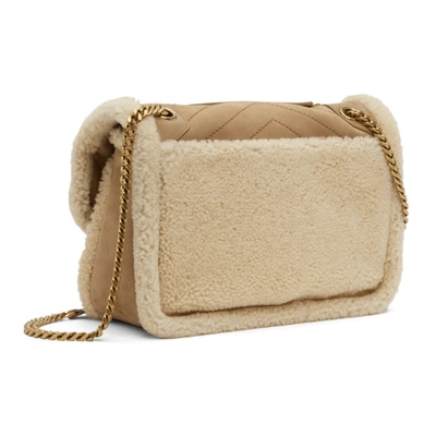 Saint Laurent Niki Ysl Monogram Medium Nubuck & Shearling Shoulder Bag ...