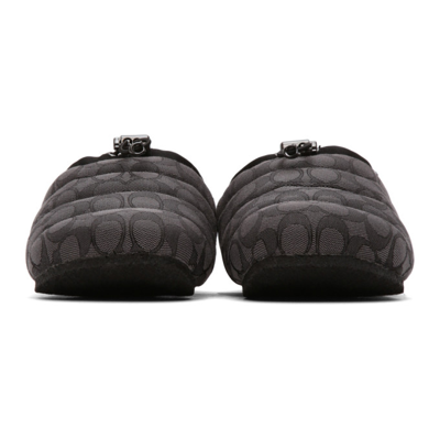 Coach Black Signature Jacquard Slippers In Smoke | ModeSens