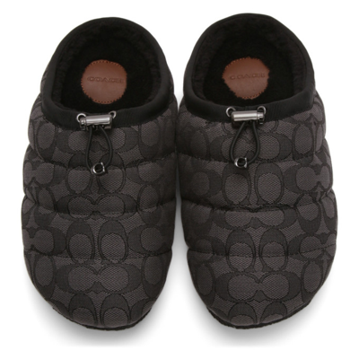 Coach Black Signature Jacquard Slippers In Smoke | ModeSens
