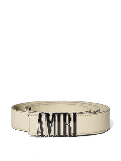 Amiri Logo-buckle Leather Belt In Neutrals | ModeSens