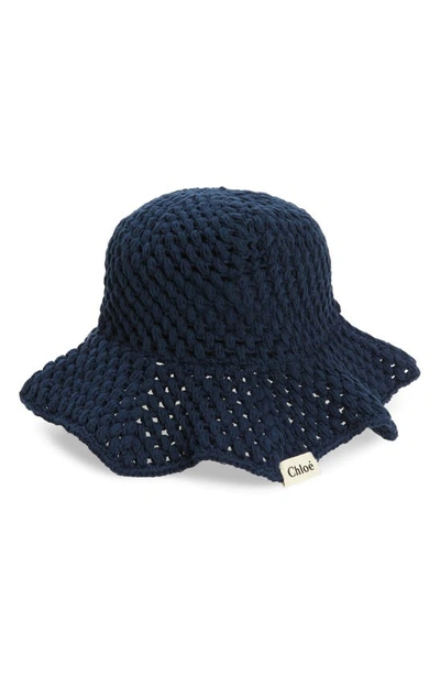 Chloé Crocheted Cotton Bucket Hat In Iconic Navy | ModeSens