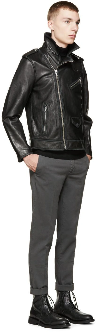 Marc By Marc Jacobs Black Leather Martin Jacket | ModeSens