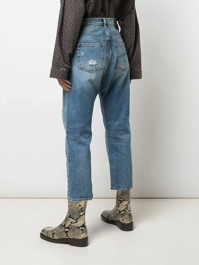 R13 Blue Distressed Boyfriend Jeans In Bain With Rips | ModeSens