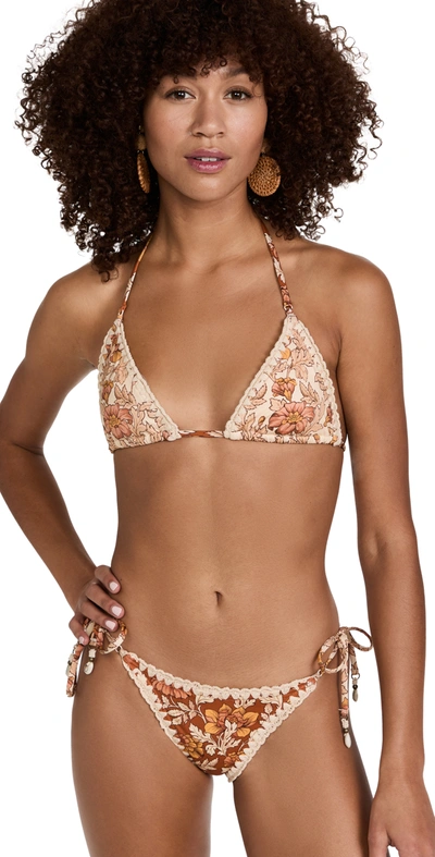 Zimmermann Andie Crochet Trimmed Triangle Bikini In Spliced Modesens