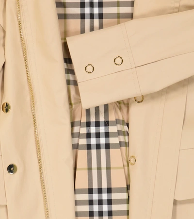 Burberry Kids' Vintage Check Cotton Trench Coat In Beige | ModeSens