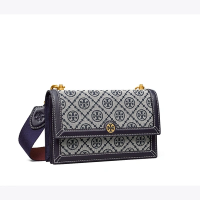 Tory Burch Mini T Monogram Shoulder Bag In Navy Blue | ModeSens