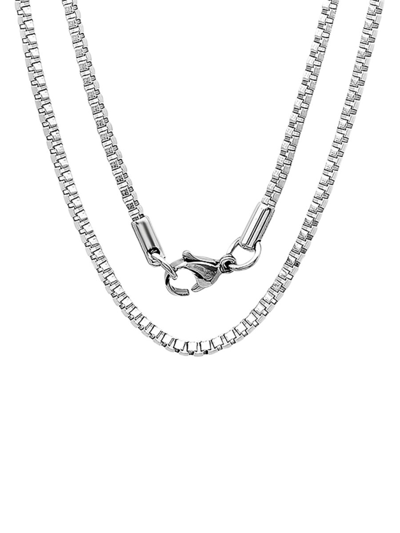 Anthony Jacobs Men's Stainless Steel Round Box Link Chain Necklace In ...