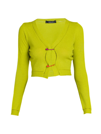 Versace Women's Safety Pin Cashmere Sweater In Citron | ModeSens