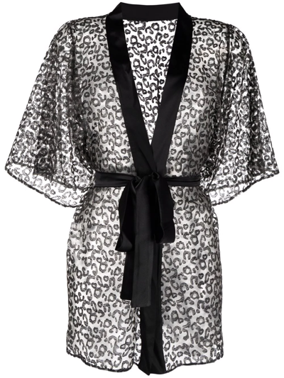 Fleur Of England Kittie Semi-sheer Robe In Black | ModeSens