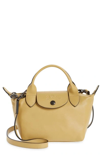 Longchamp Mini Le Pliage Cuir Leather Top Handle Bag In Desert | ModeSens