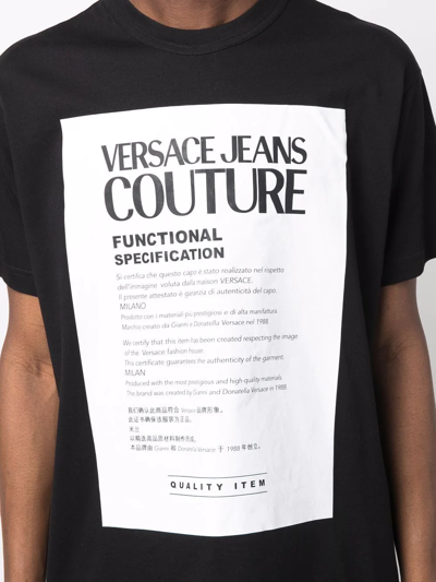 Versace Jeans Couture Label-print Organic-cotton T-shirt In Black ...