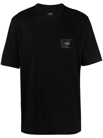 Fendi Logo-patch Short-sleeve T-shirt In Black | ModeSens