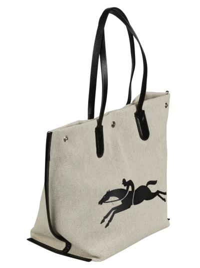 Longchamp Classic Logo Tote In White/black | ModeSens