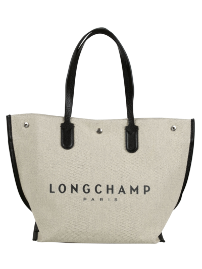 Longchamp Classic Logo Tote In White/black | ModeSens