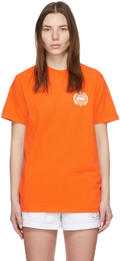 Sporty And Rich Orange Prince Edition Crest T-shirt | ModeSens
