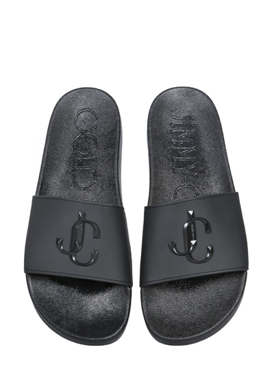 Jimmy Choo Slide Port Sandals In Black | ModeSens